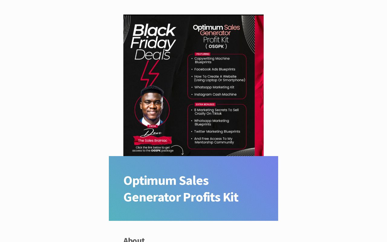 Optimum Sales Generator Profits Kit
